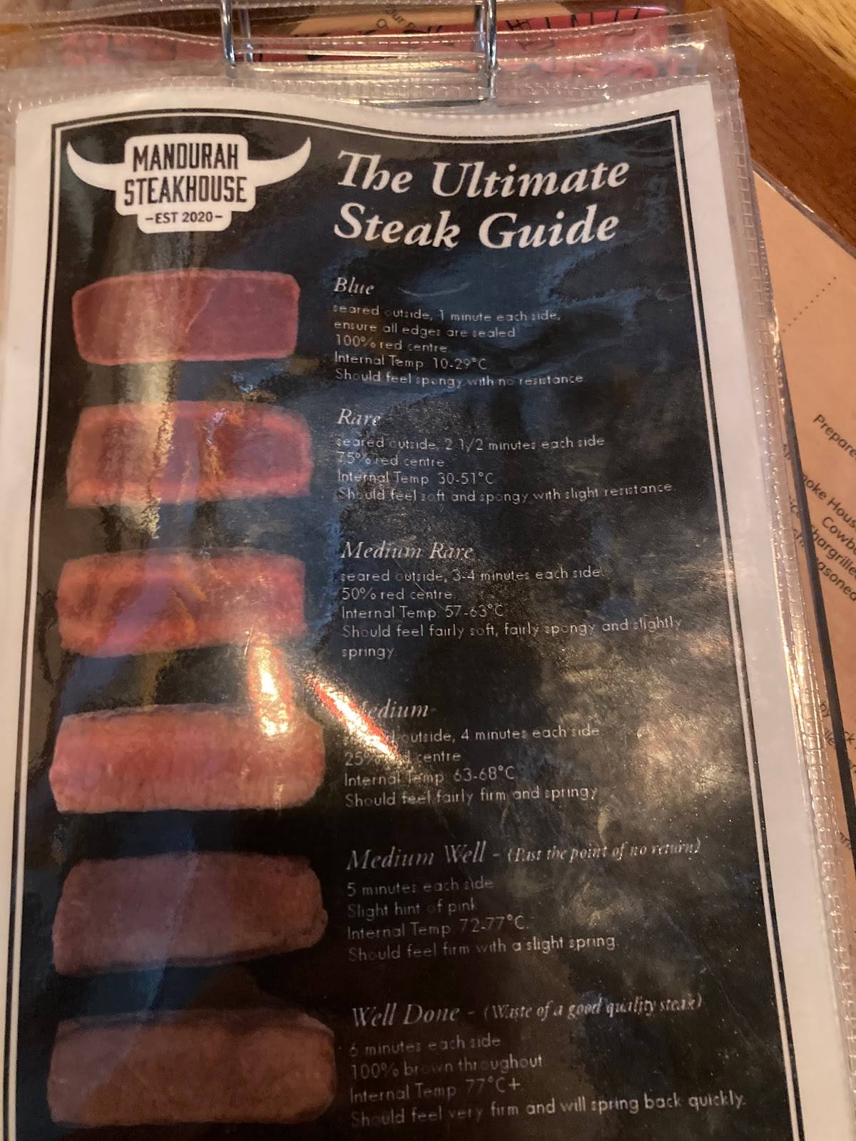 Menu at Mandurah Steakhouse, Mandurah