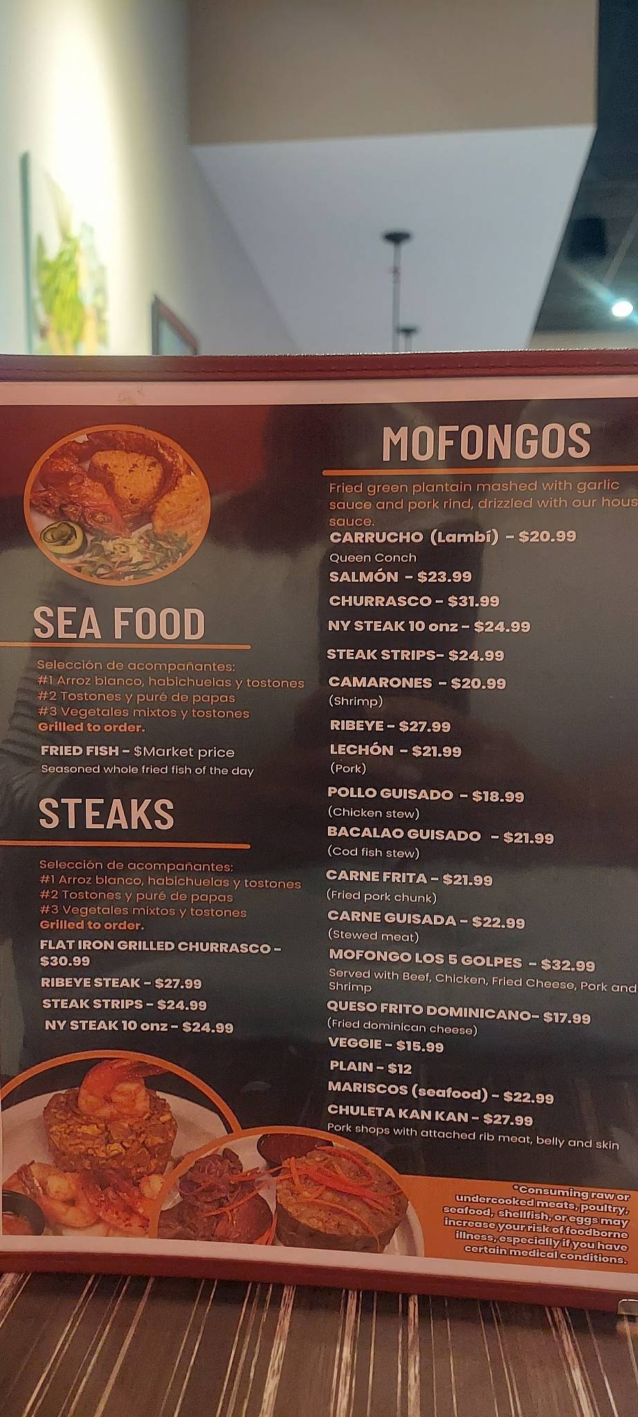 Menu at Mofongo Steakhouse & Grill, Woodbridge