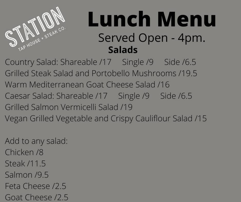 Menu at Station Tap House & Steak Co steakhouse, North Bay