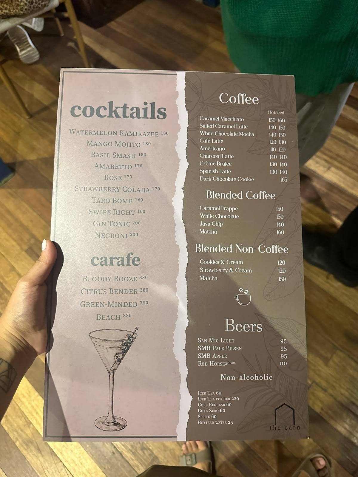 Menu at The Barn, Manila, HX9R+2RQ