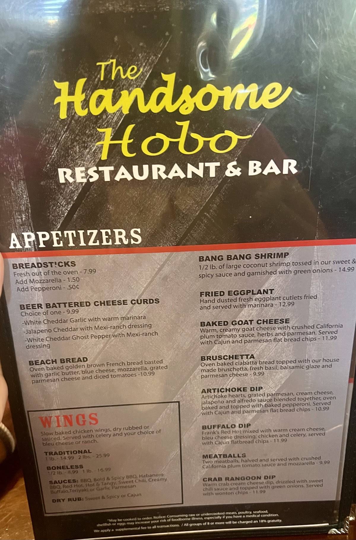 Menu at The Handsome Hobo Restaurant & Bar, Muskegon
