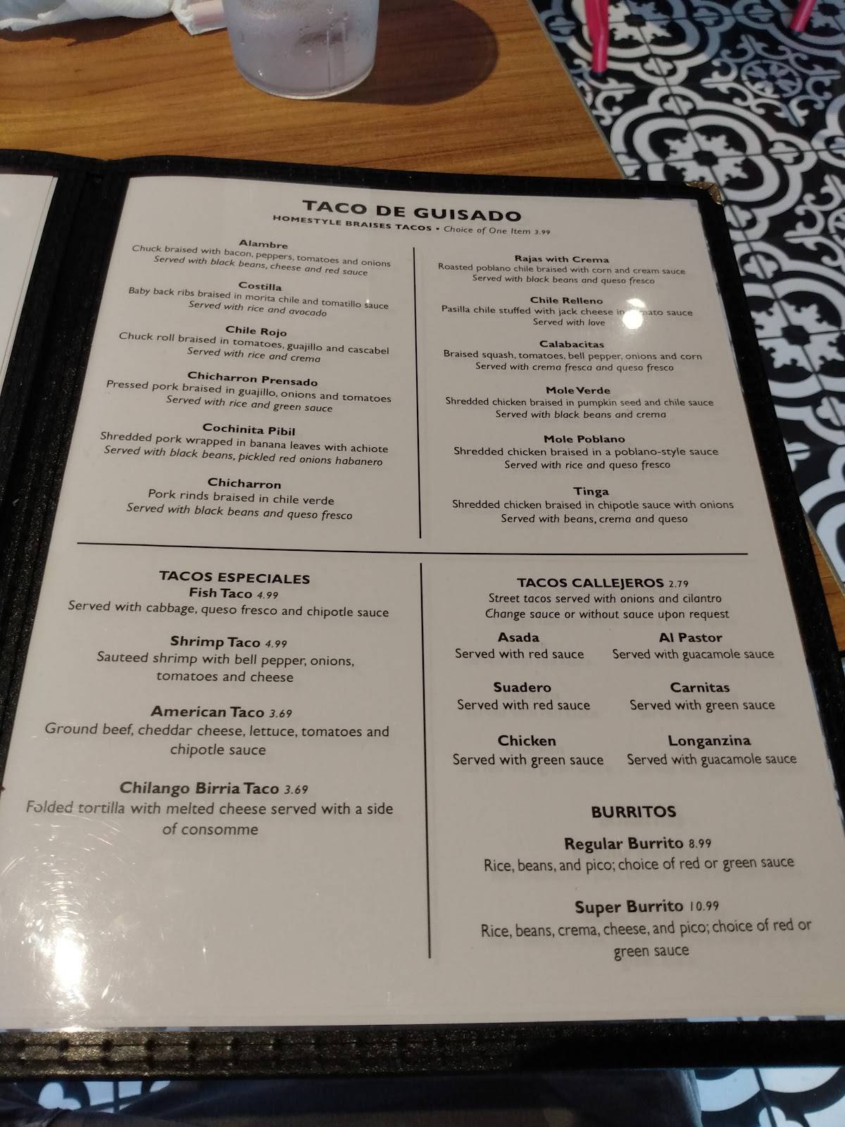 Menu at El Chilango Chido restaurant, Stockton