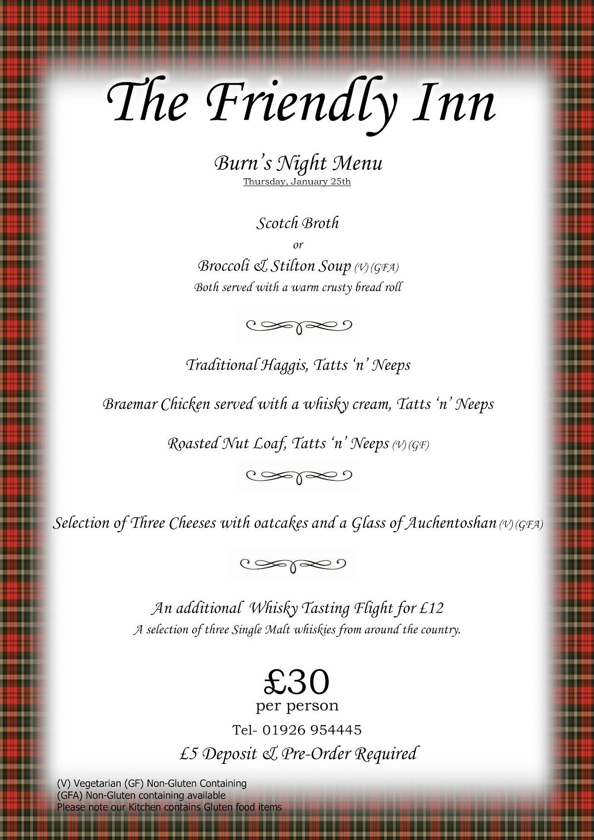 Menu at The Friendly Inn pub & bar, Stretton-on-Dunsmore