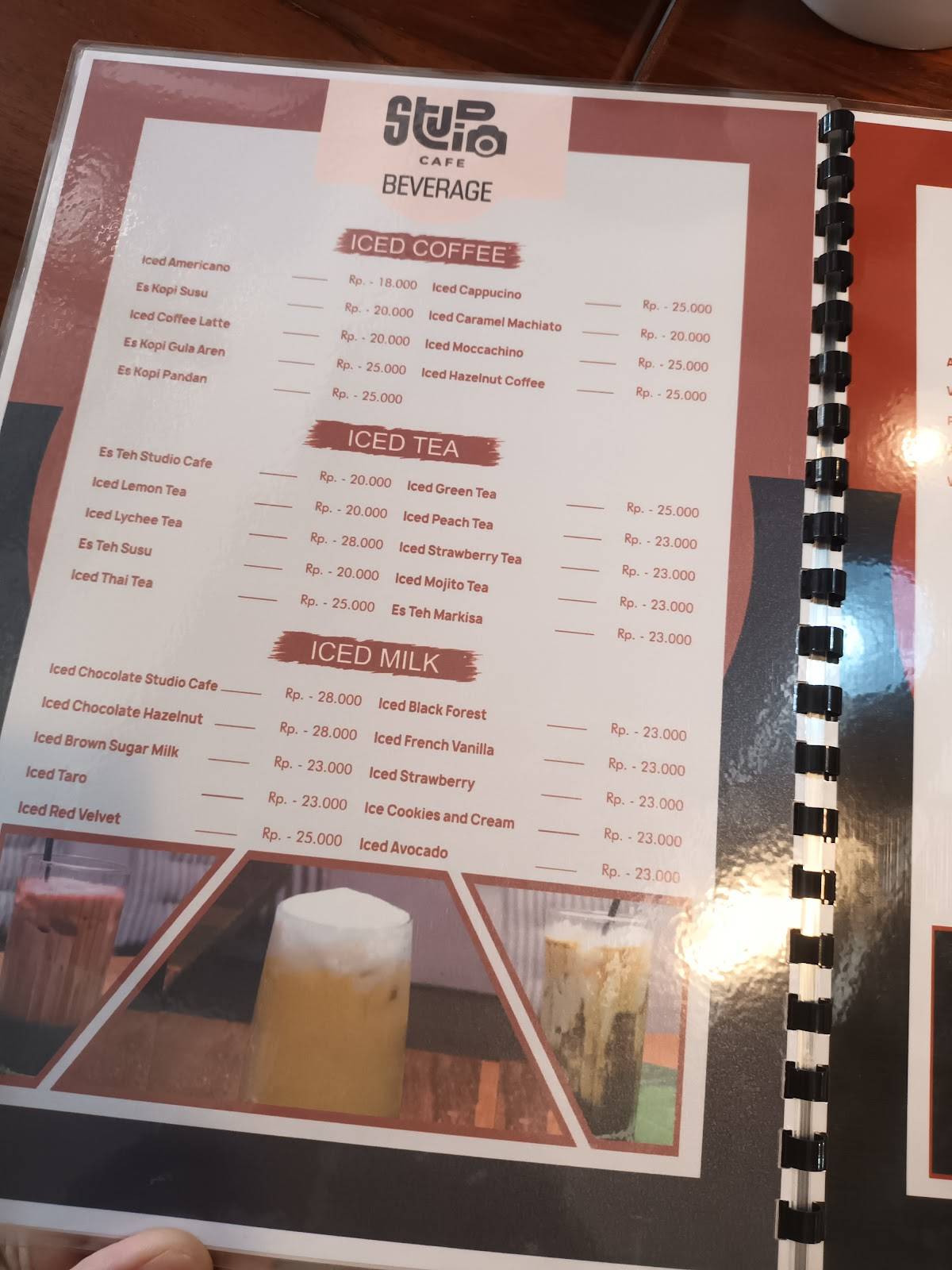 Menu at Studio Cafe, Timika