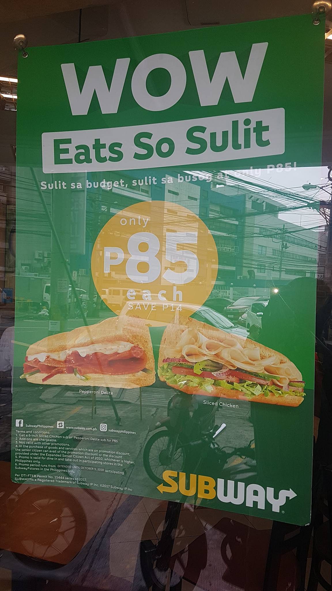 Menu at Subway restaurant, Makati, Ground Floor