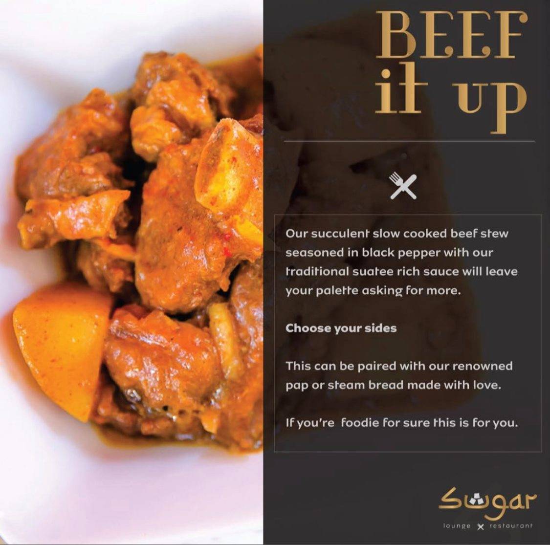Menu at Sugar Lounge and Restaurant, Cape Town, Sakkiesdorp Cres