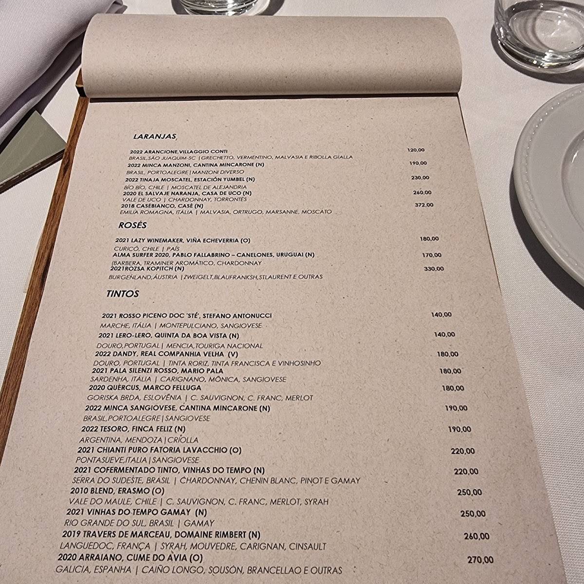 Menu em SULT restaurante, Rio de Janeiro