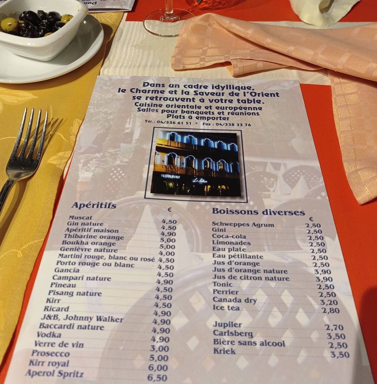 Menu au Sultan (Le) restaurant, Seraing