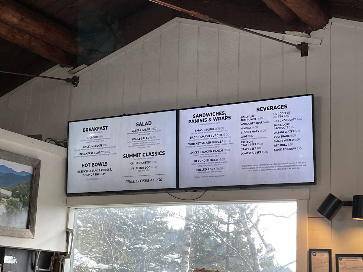 Menu at Summit Cafe, Lincoln