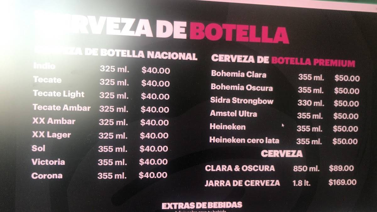 Carta del restaurante Sumo Copilco, Ciudad del México