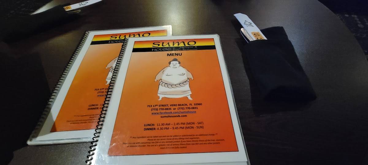 Menu at Sumo House restaurant, Vero Beach
