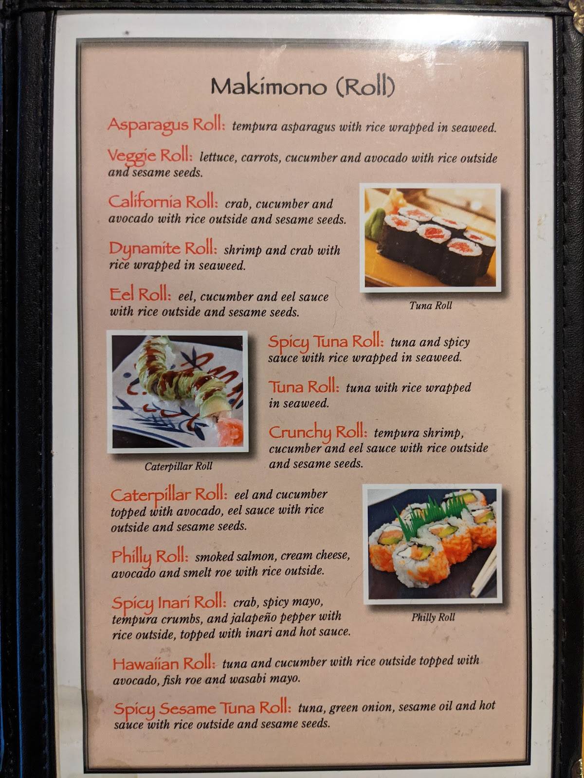 Menu at Sumo Japanese Steak House restaurant, Columbia, 151 Clemson Rd