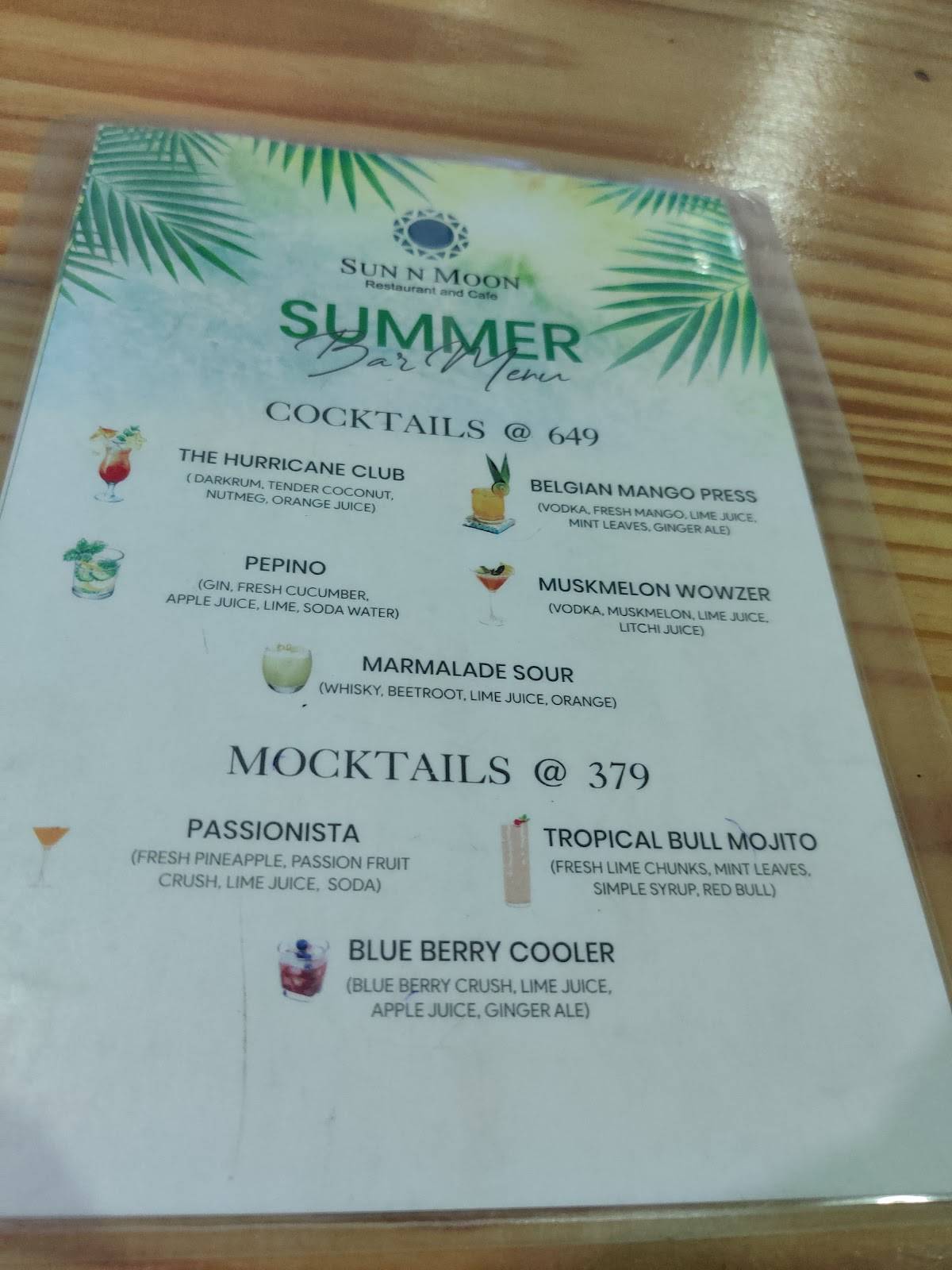 Menu at Sun N Moon Cafe & Restaurant, Udaipur