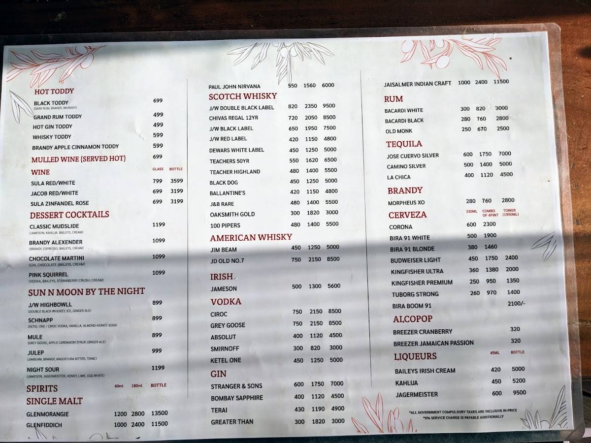 Menu at Sun N Moon Cafe & Restaurant, Udaipur