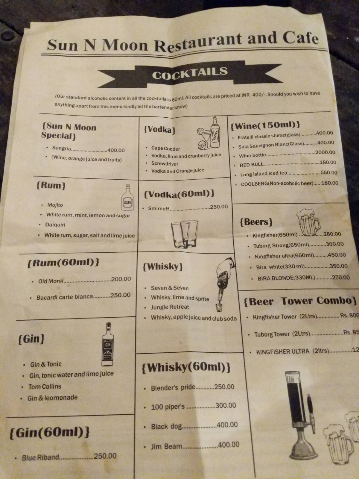 Menu at Sun N Moon Cafe & Restaurant, Udaipur