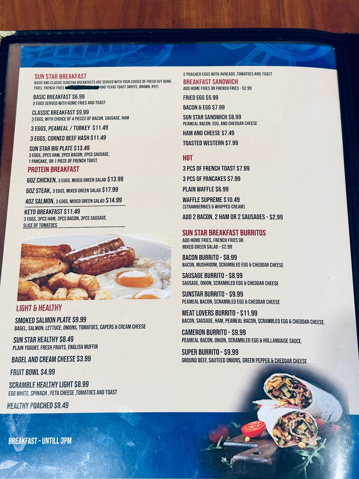 Menu at Sun Star Grill restaurant, East Gwillimbury