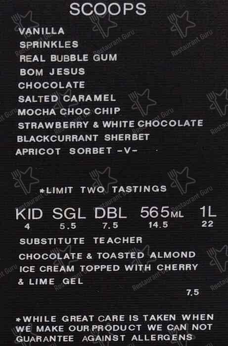 Menu at Sundae School Ice Creamery desserts, Caulfield North