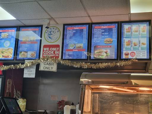 Menu at Sunny's fast food, Bournemouth
