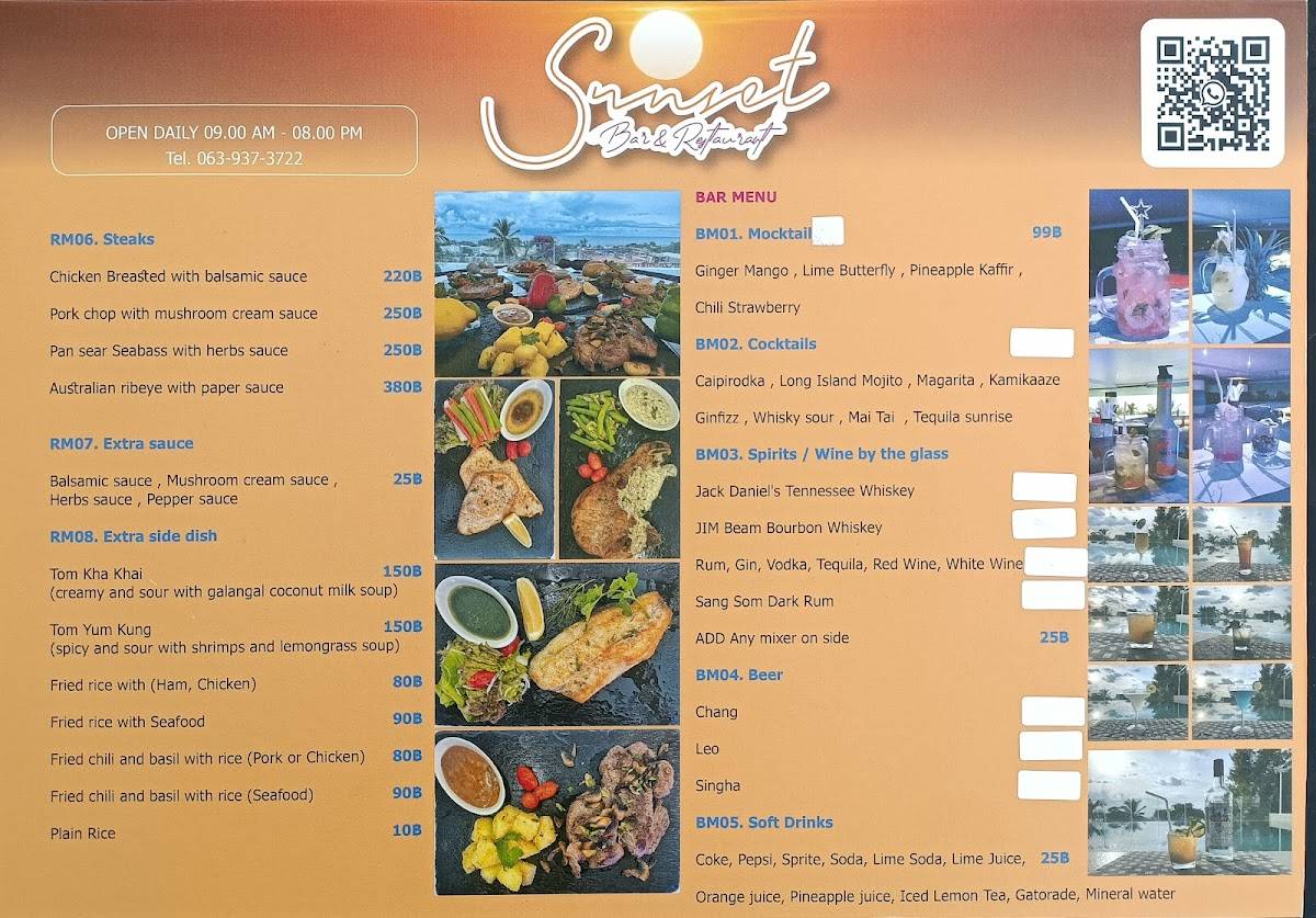 Carta de Sunset Restaurant by Chef Puri, Karon