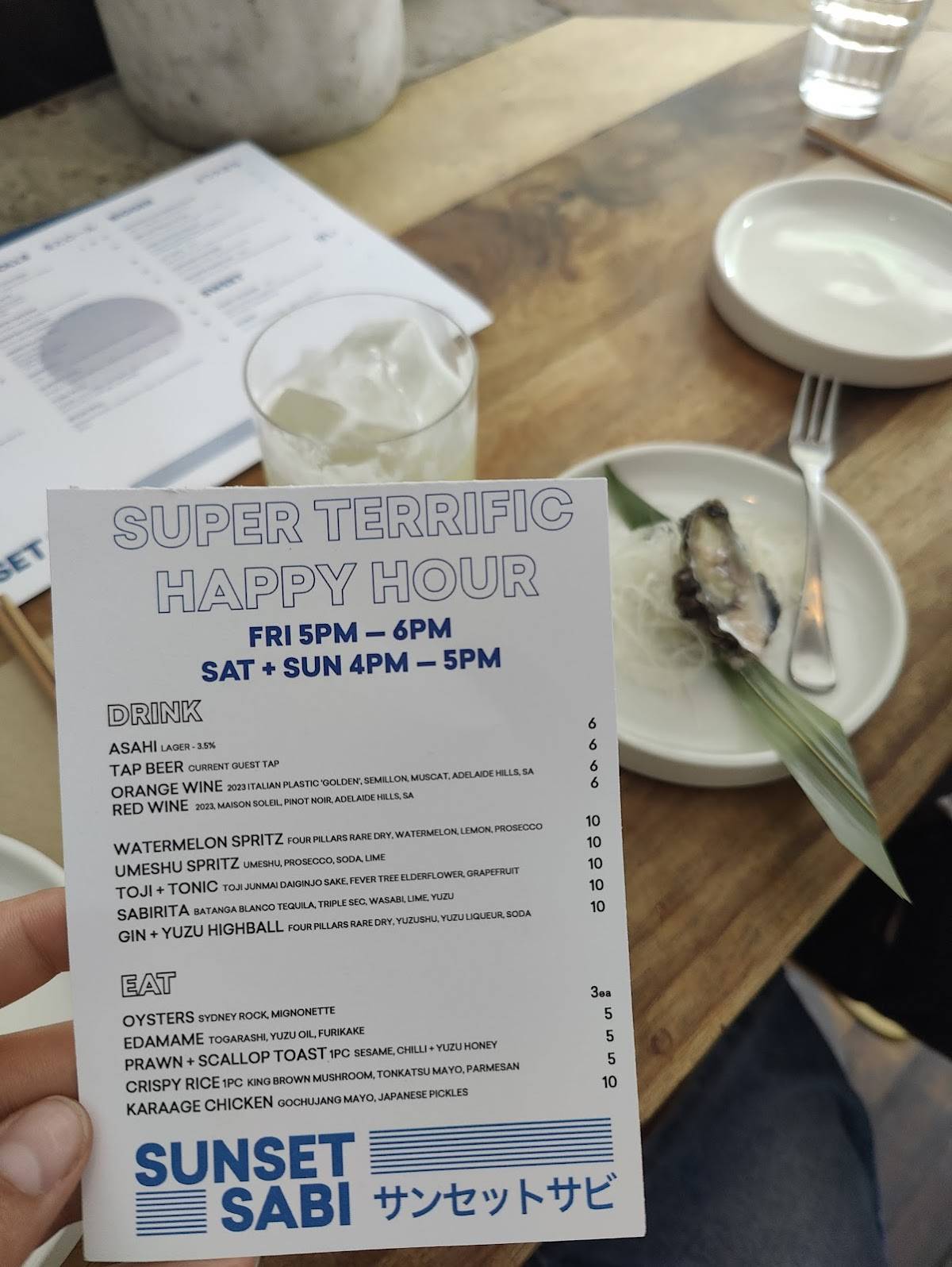 Carta del restaurante Sunset Sabi, Manly, 26/28 Pittwater Rd