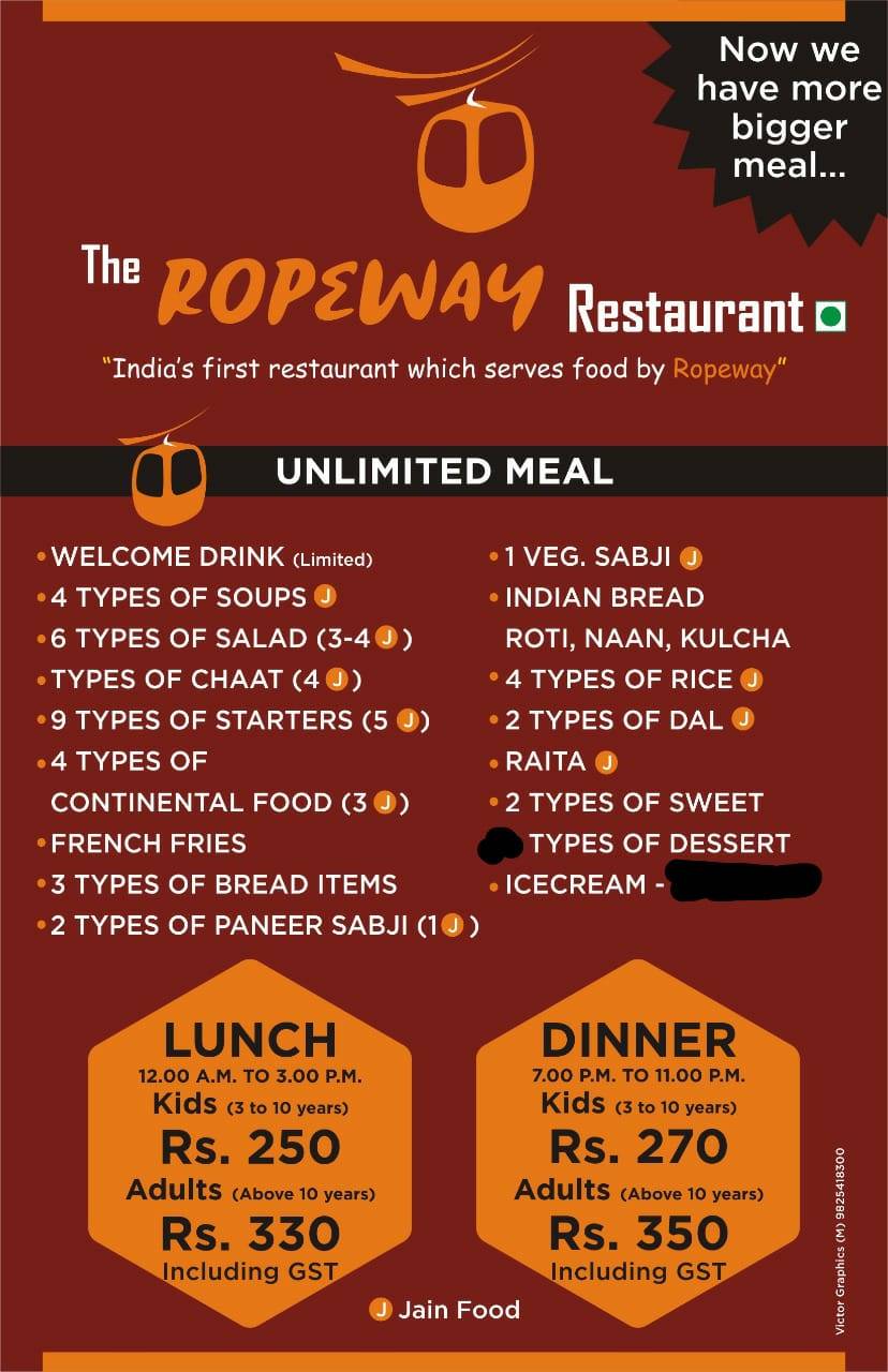 Menu at The Ropeway Restaurant, Surat, shop 101-104