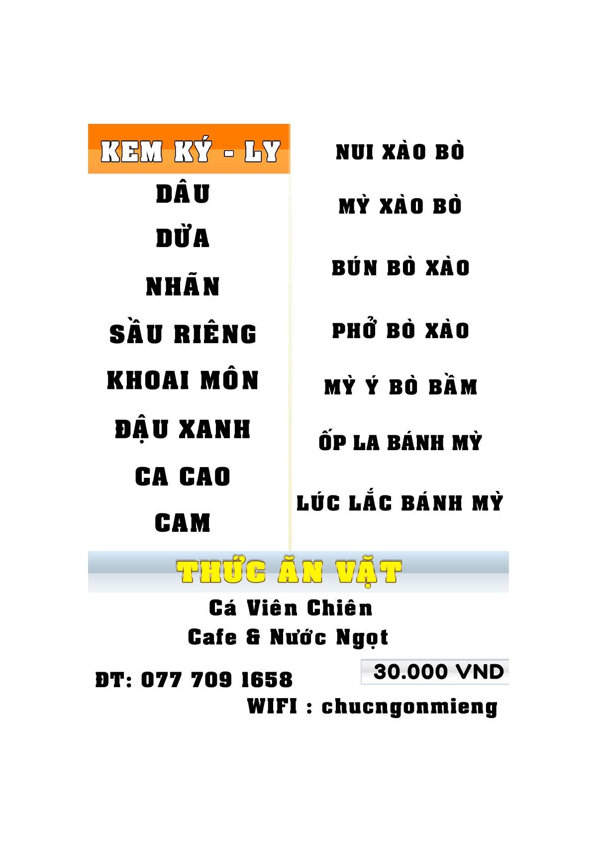 Menu at Suri Pick Me - Food restaurant, Ho Chi Minh City