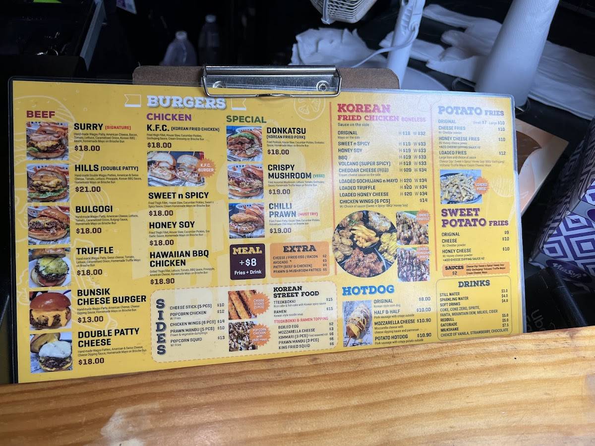 Menu at The Bunsik Burger - Surry Hills restaurant, Surry Hills
