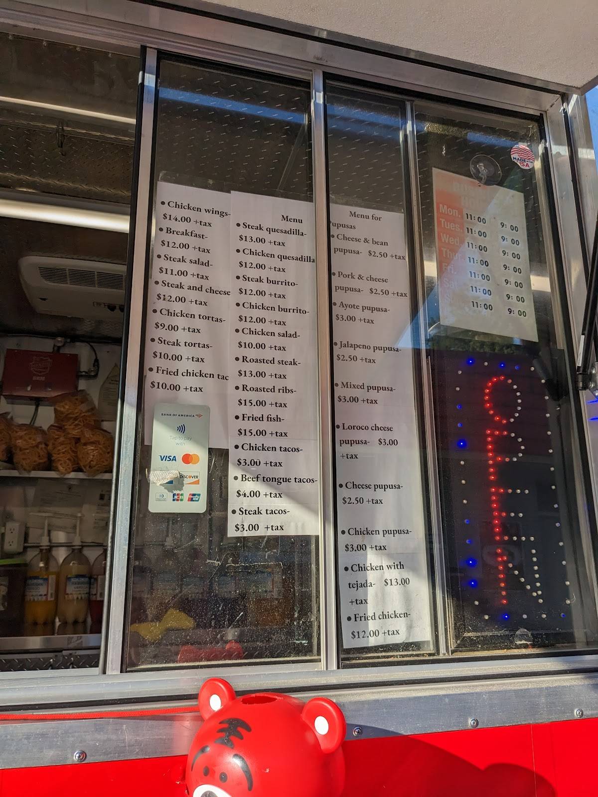 Carta del restaurante Pupuseria Susana, Silver Spring