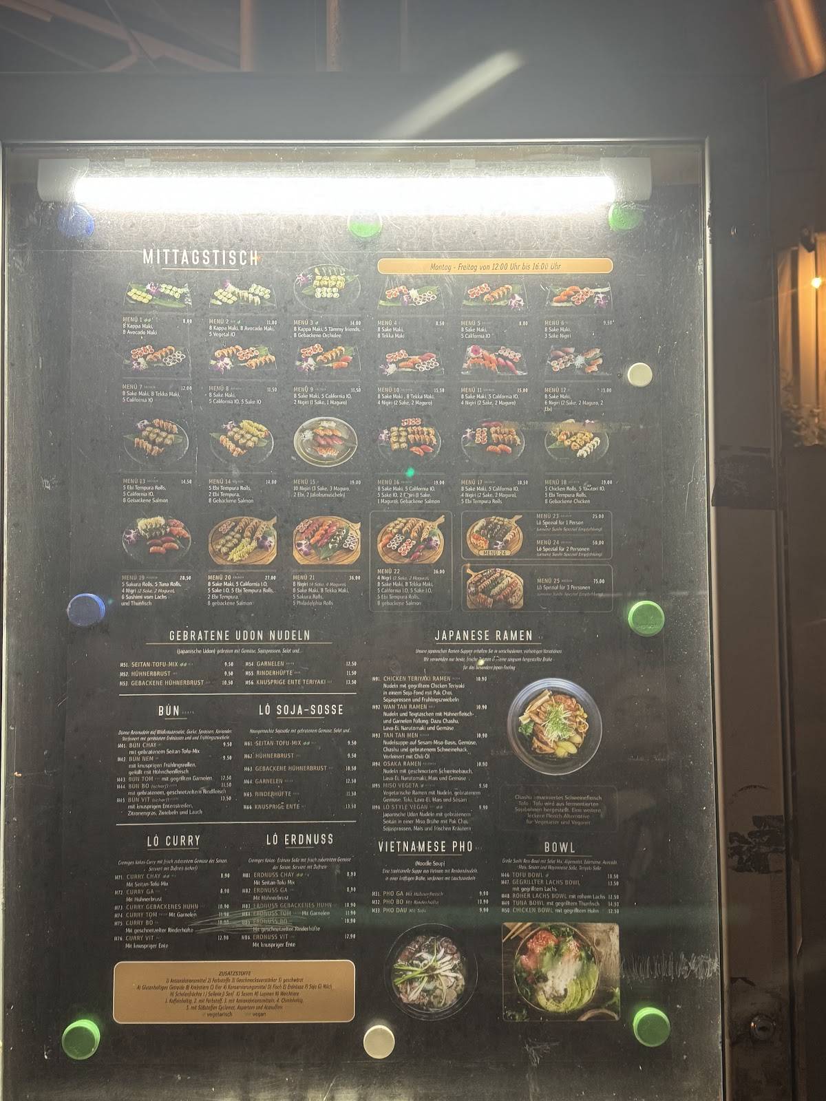 Speisekarte von Sushi Lô restaurant, Hamburg, Rothenbaumchaussee 105