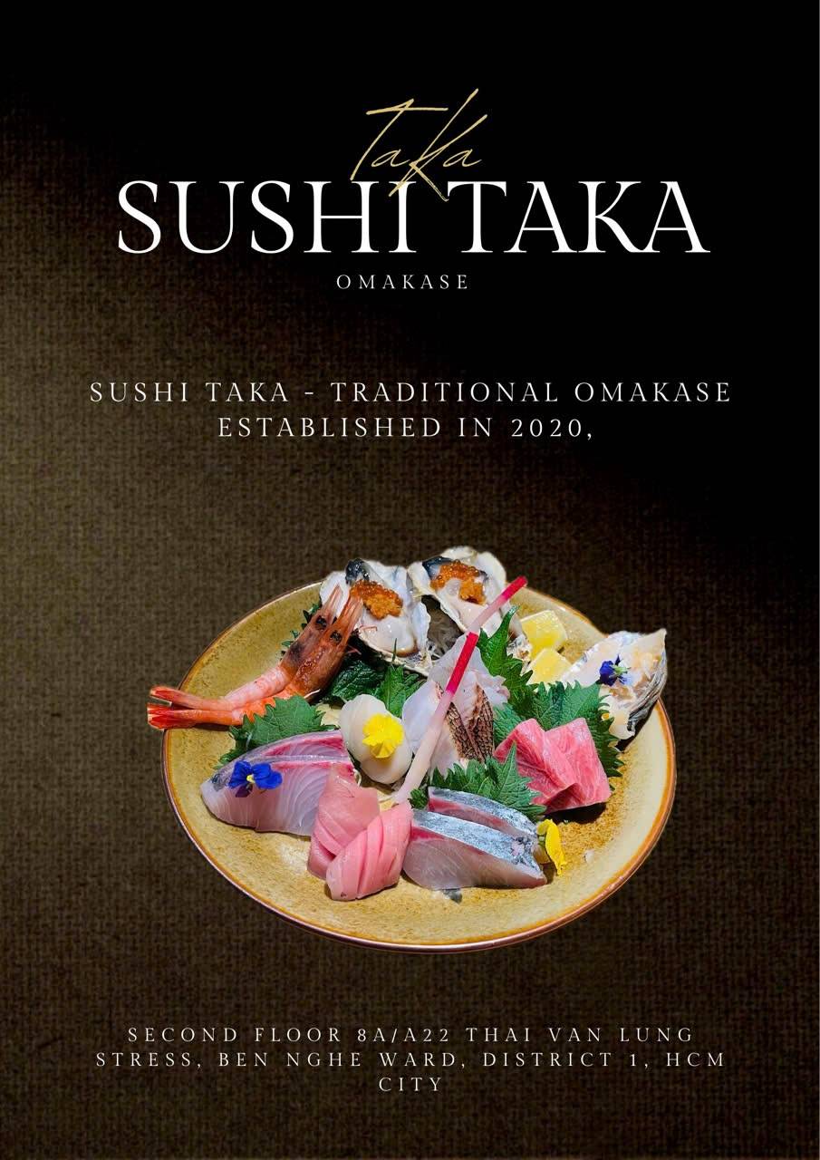 Menu at Sushi Taka Omakase restaurant, Ho Chi Minh City