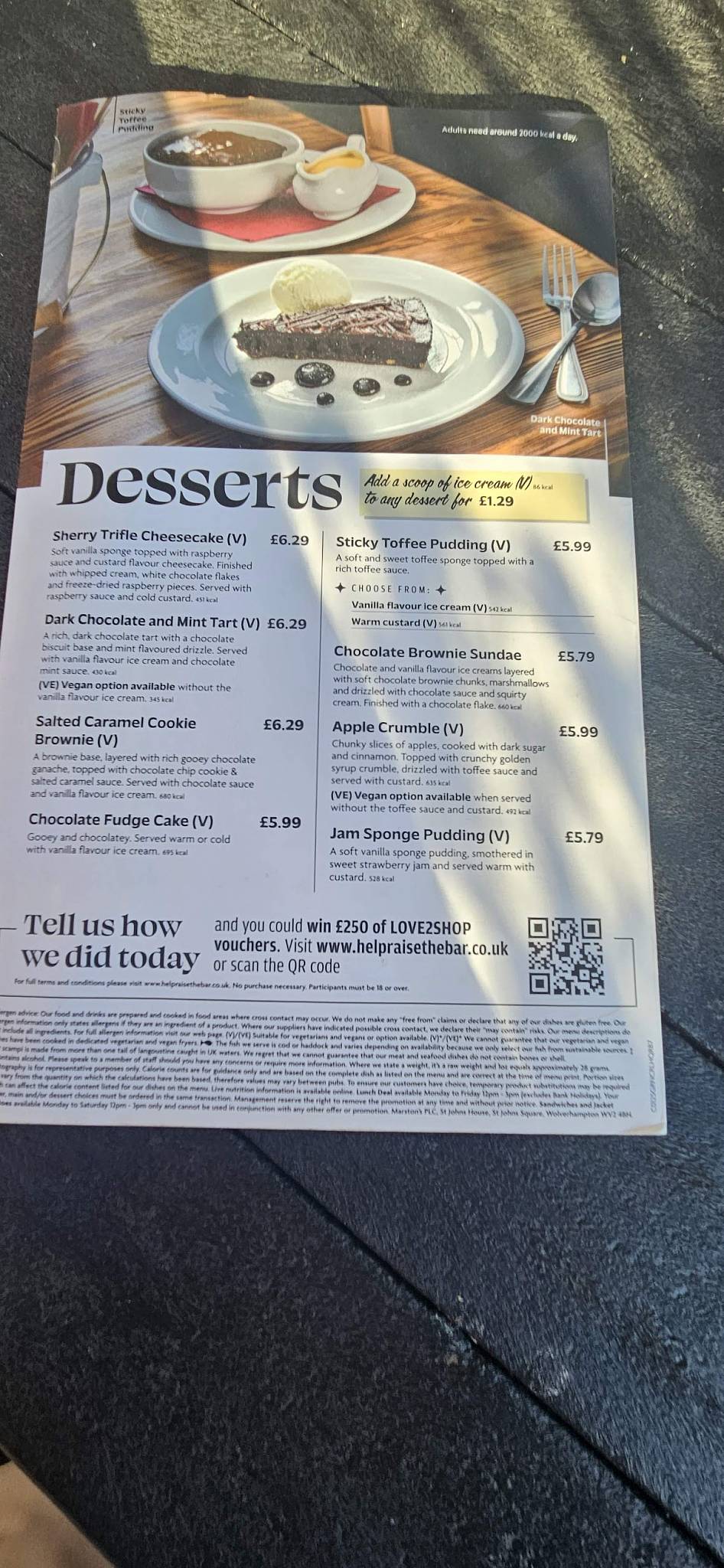 Menu at Pump House pub & bar, Swansea