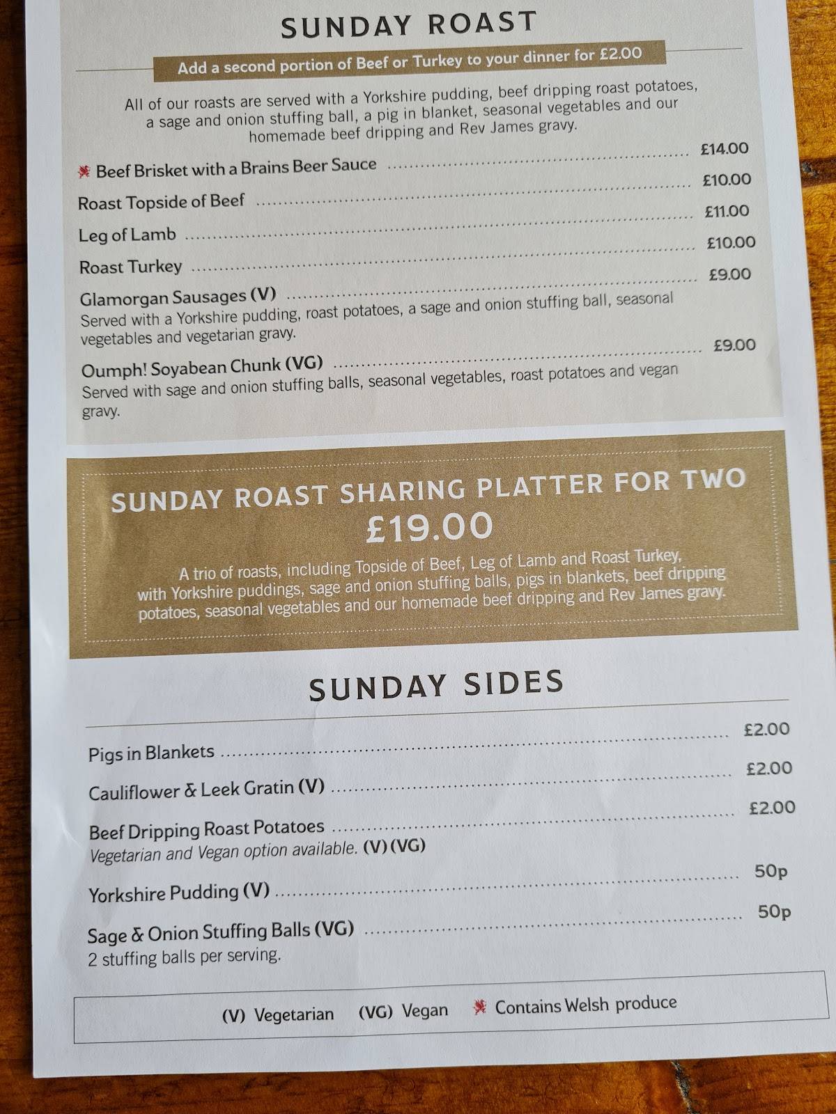 Menu at Pump House pub & bar, Swansea