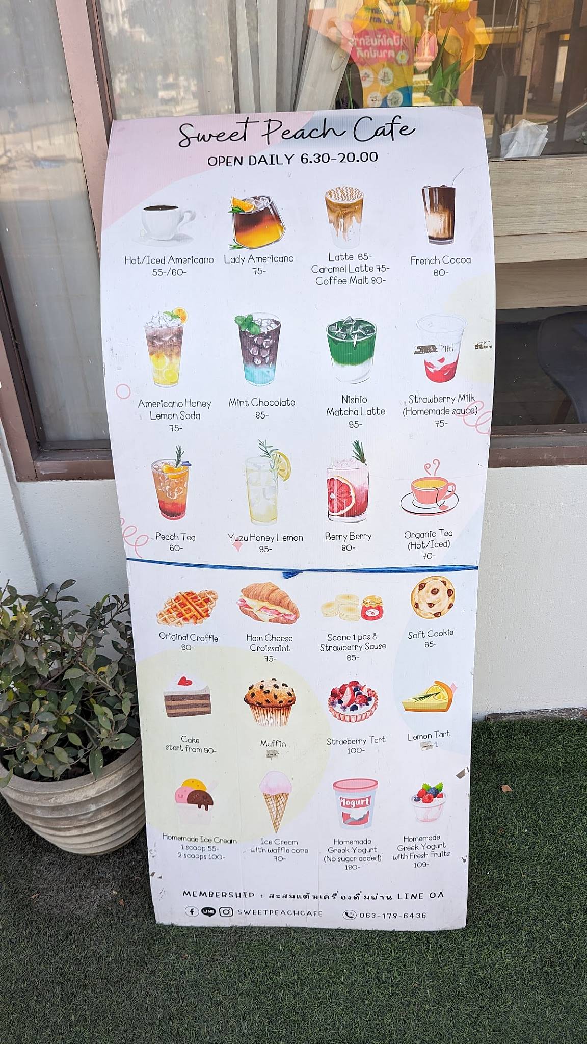 Carta de Sweet Peach Cafe, Bangkok