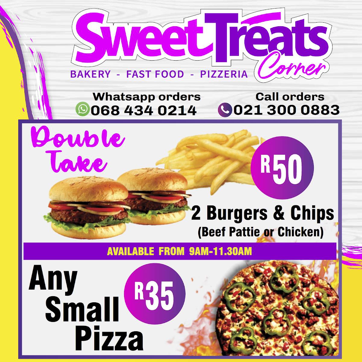 Menu at Sweets Treats Corner restaurant, Cape Town