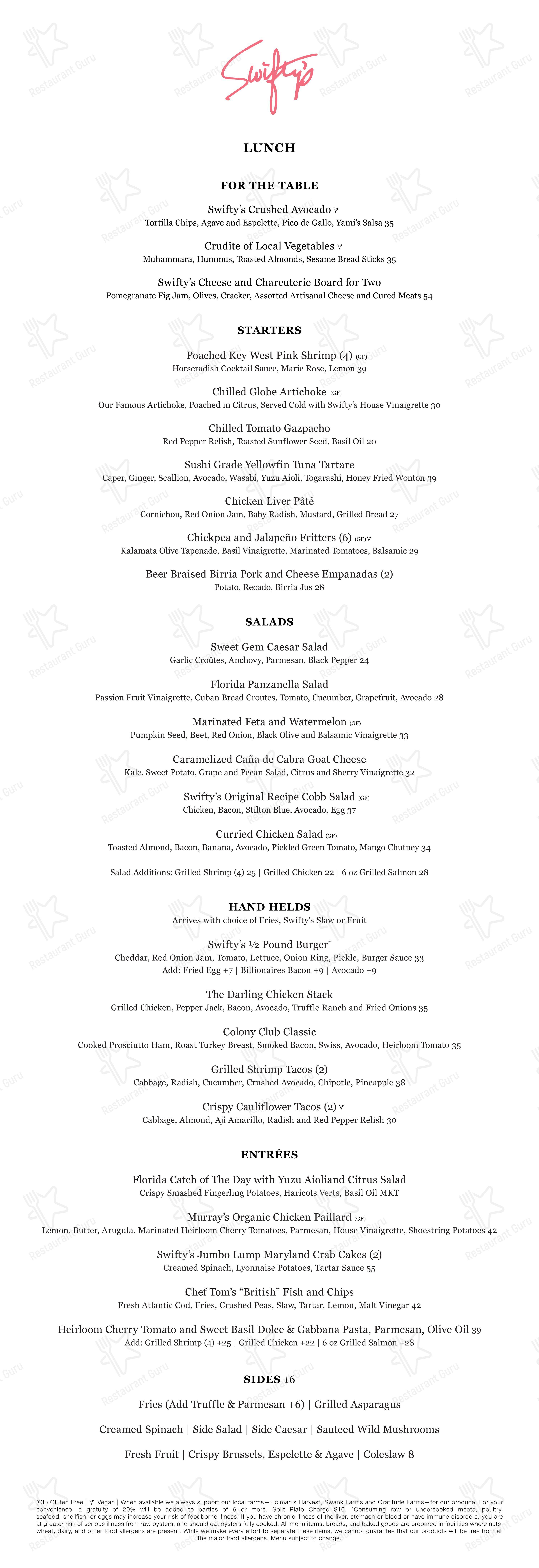 Fascinating Swifty S Palm Beach Menu Pictures