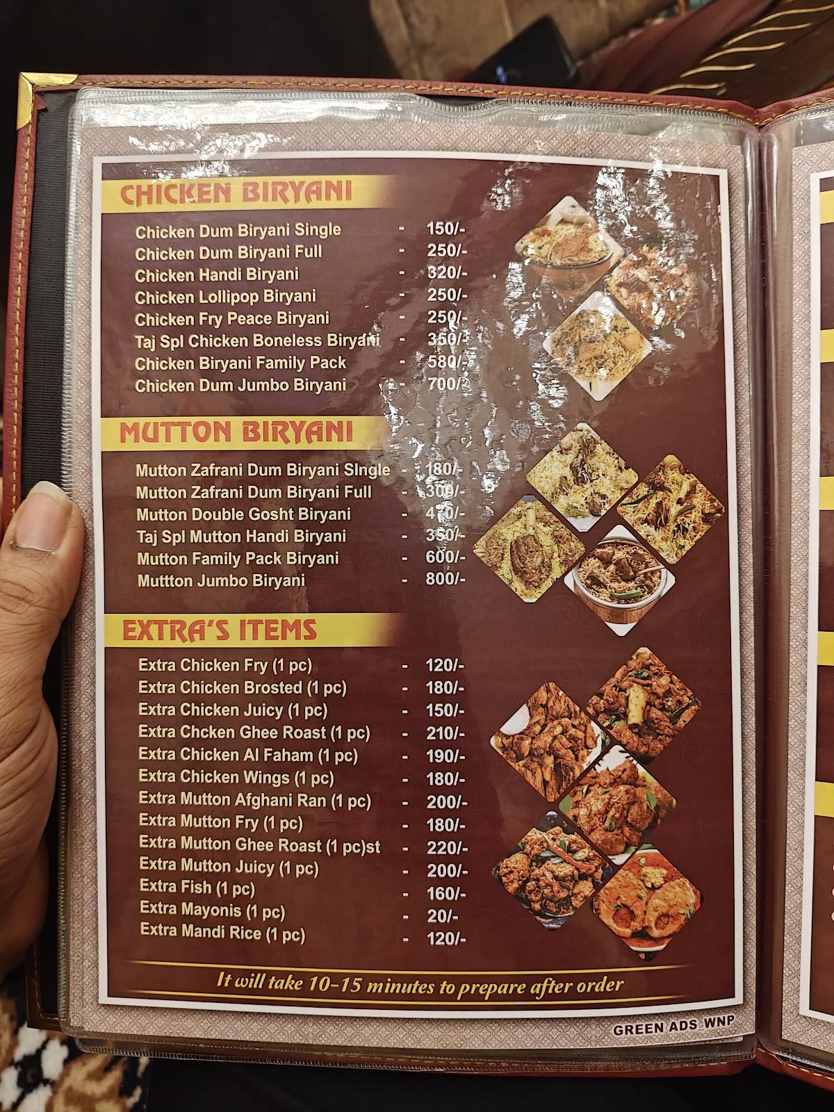 Menu at TAJ Mandi Restaurant & Biryani & Kunafa, Wanaparthy