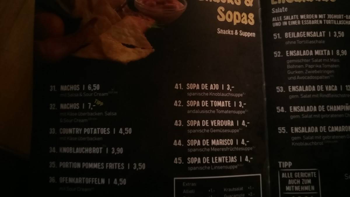 La Tapa Furth Speisekarte