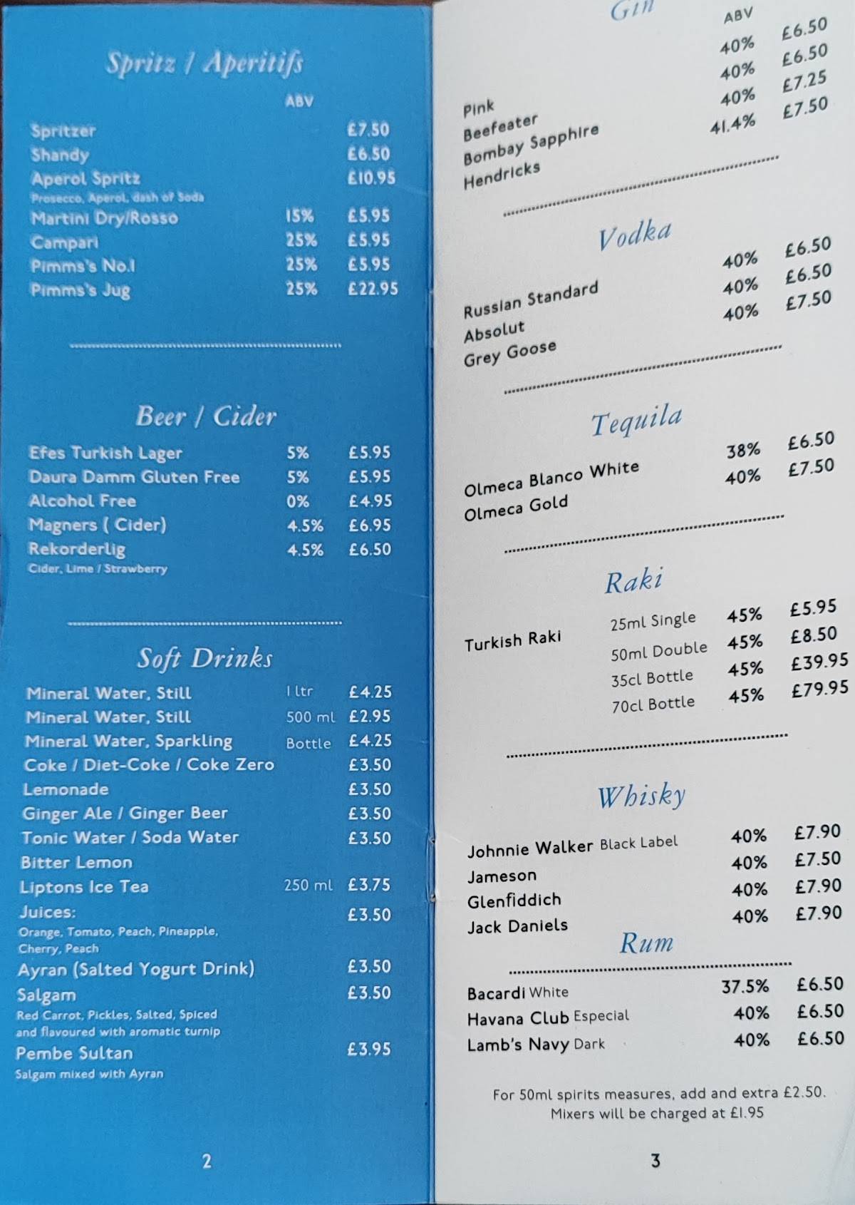 Menu at TAS Restaurant Bloomsbury, London, 22 Bloomsbury St