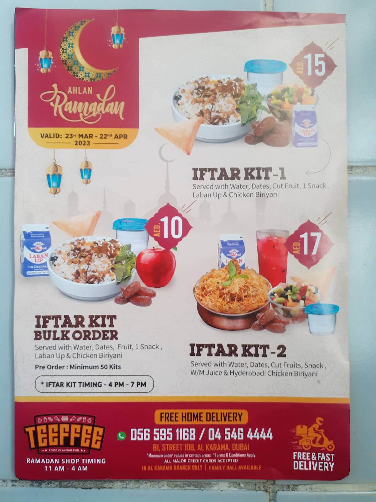 Menu at TEEFFEE MALABAR PLATE, Dubai