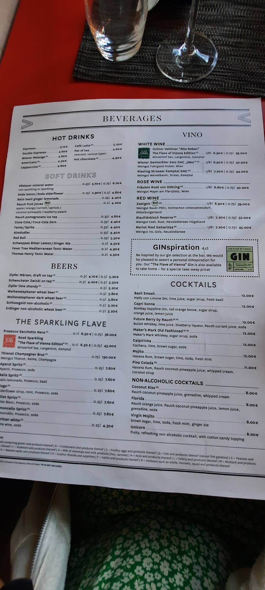 Menu at THE FLAVE OF VIENNA restaurant, Vienna