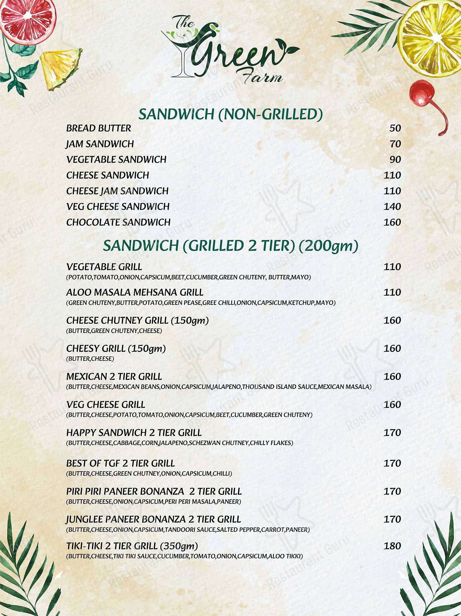 Menu at THE GREEN FARM, Mehsana