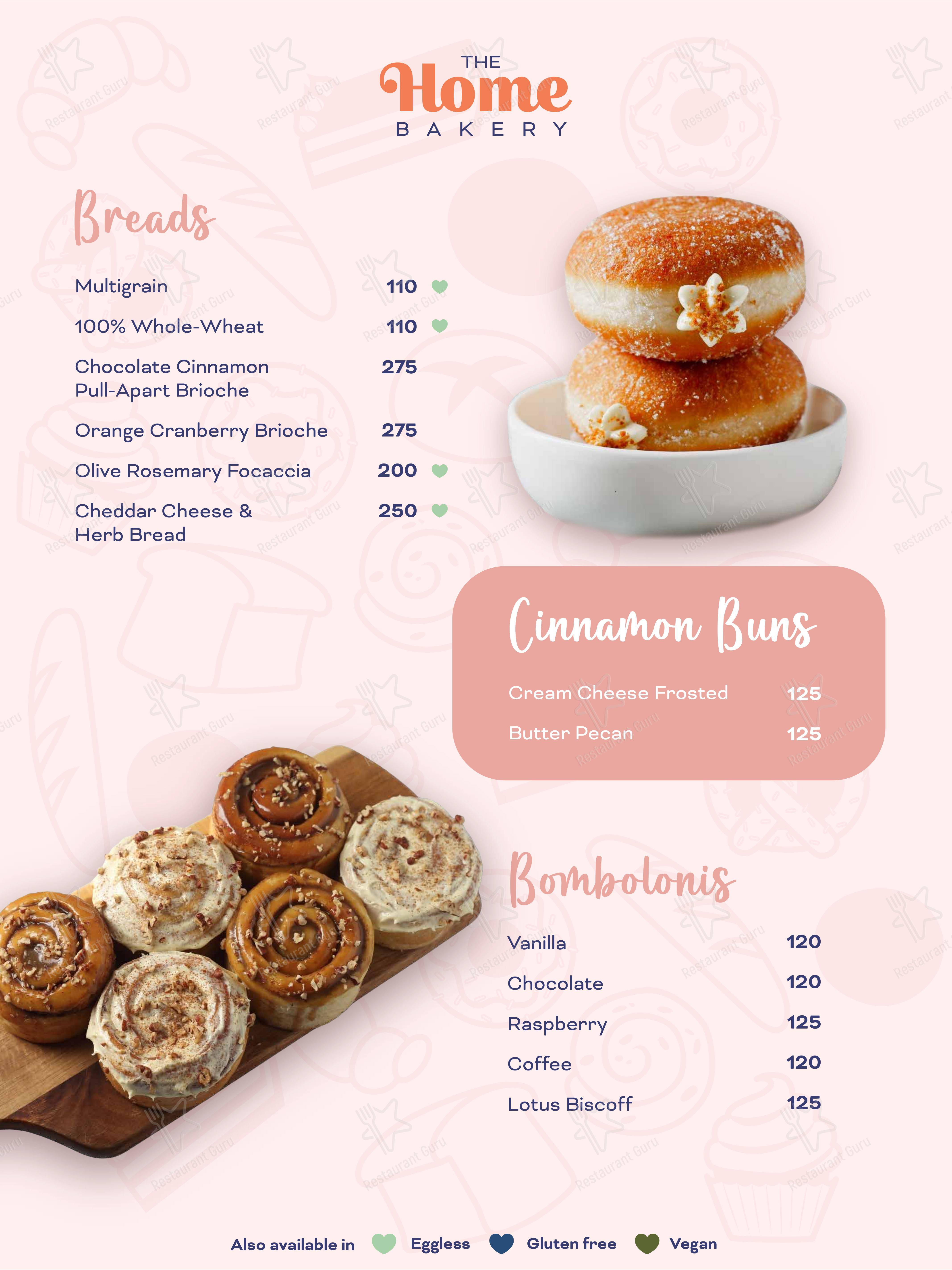 Menu at THE HOME BAKERY, Bengaluru