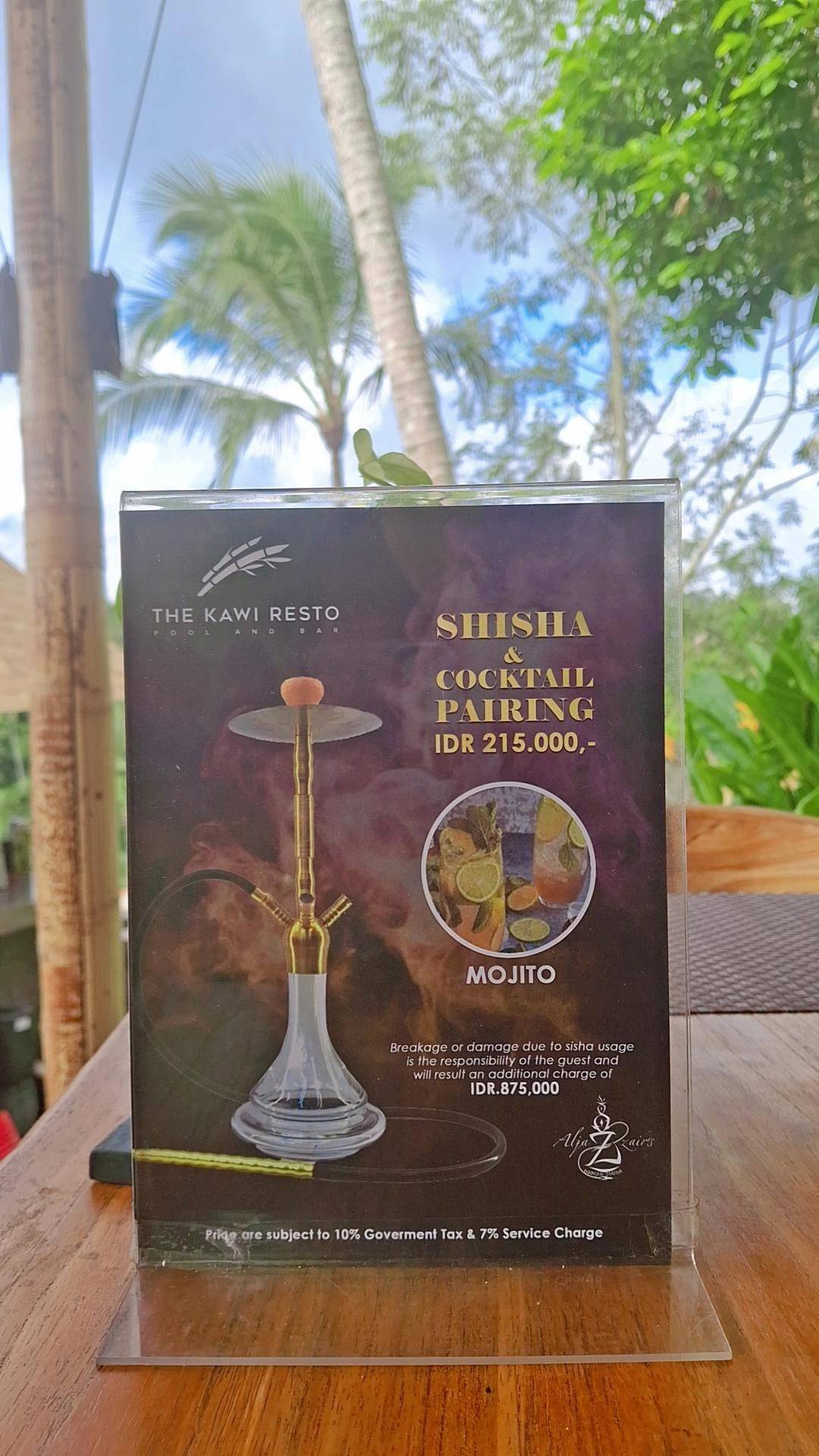 Menu at THE KAWI RESTO POOL AND BAR, Tegalalang