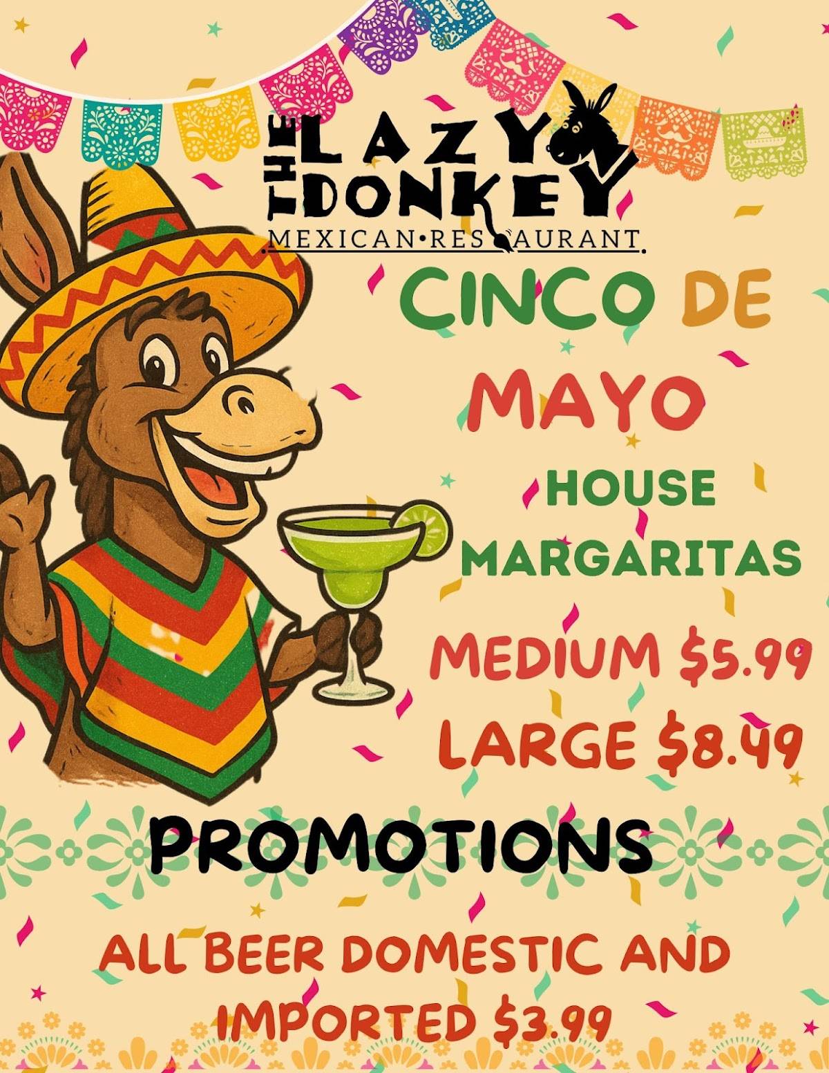 Menu at THE LAZY DONKEY MEXICAN RESTAURANT, Moore, N Broadway Ave