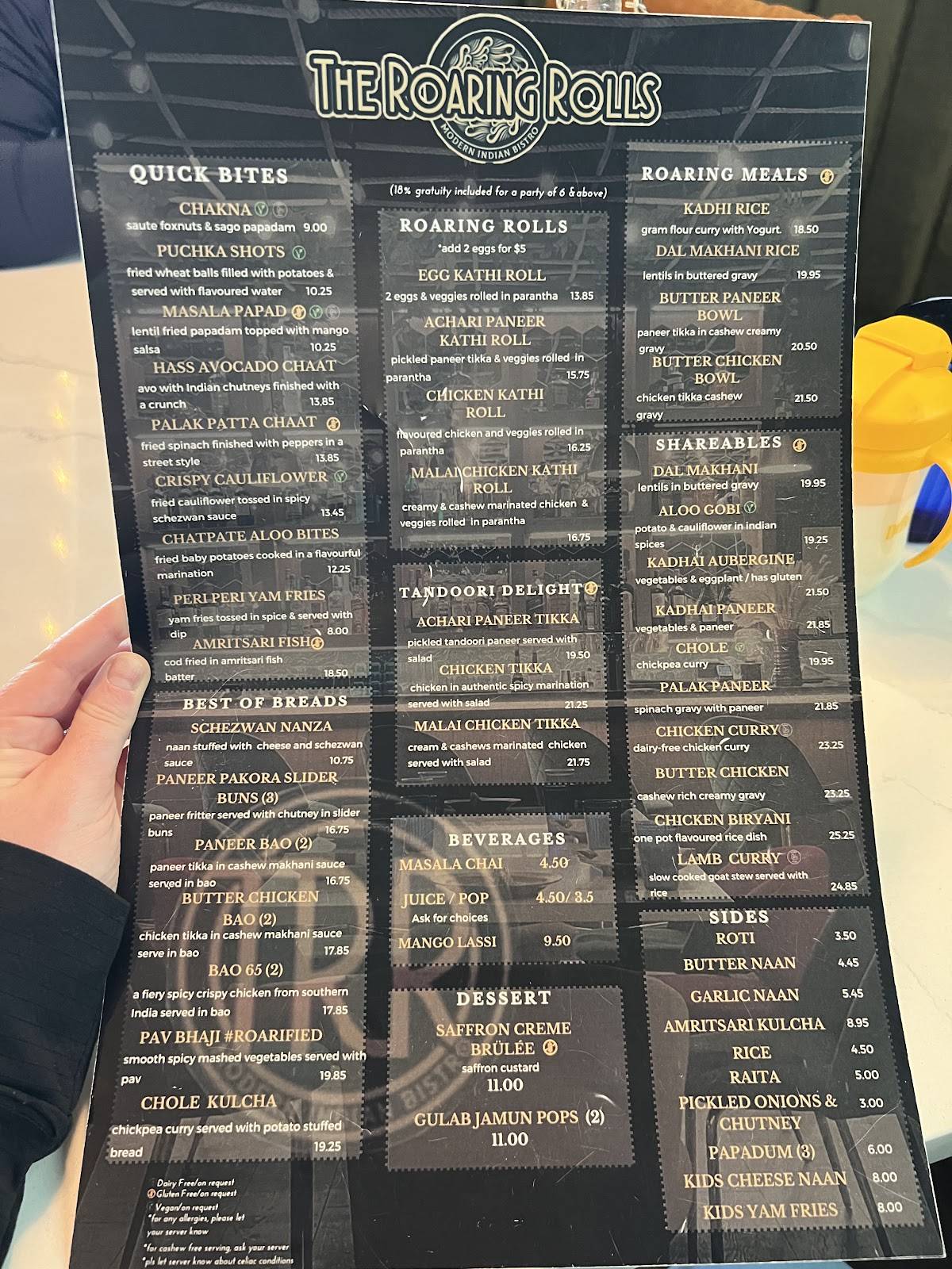 Menu at THE ROARING ROLLS (MODERN INDIAN BISTRO) restaurant, Canmore