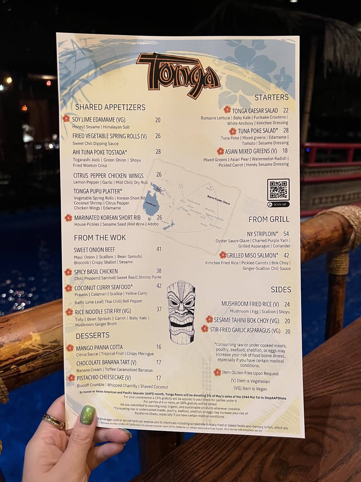 Menu at TONGA ROOM & HURRICANE BAR, San Francisco