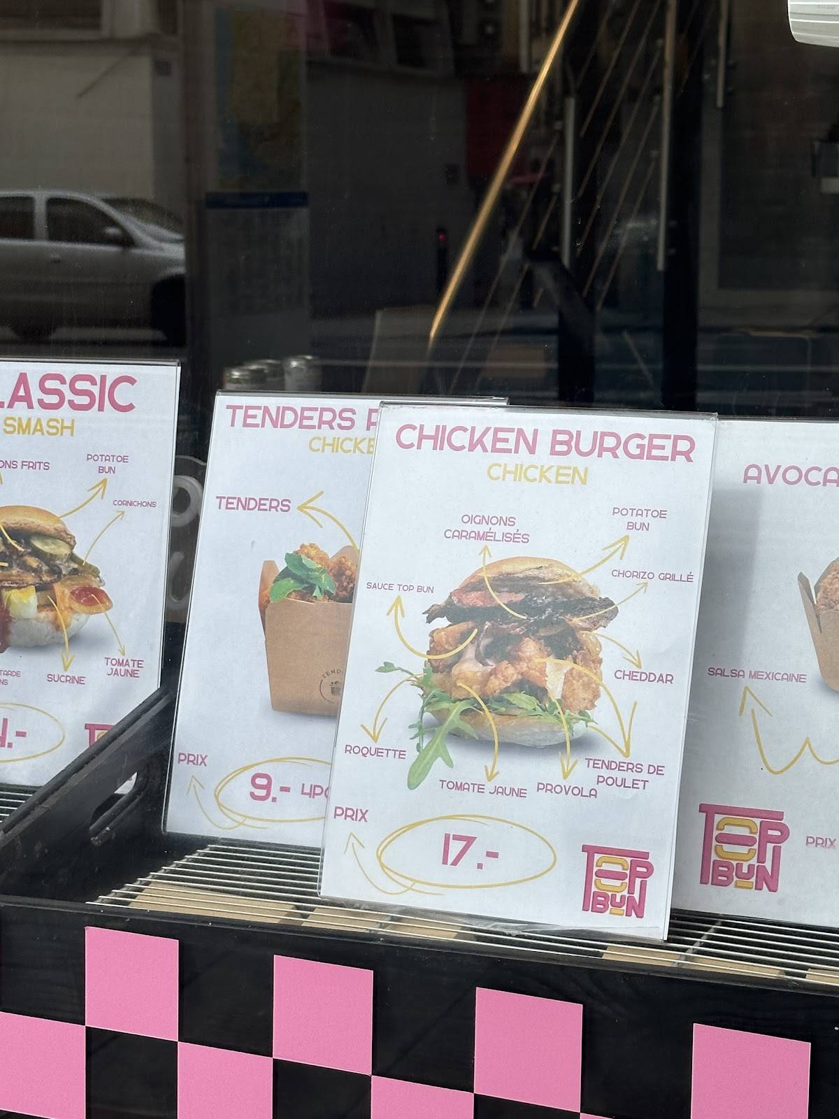 Menu au TOP BUN, Genève