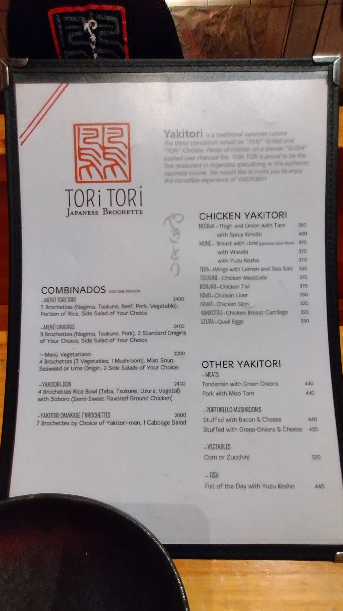 Carta del restaurante Tori Tori Japanese, Buenos Aires
