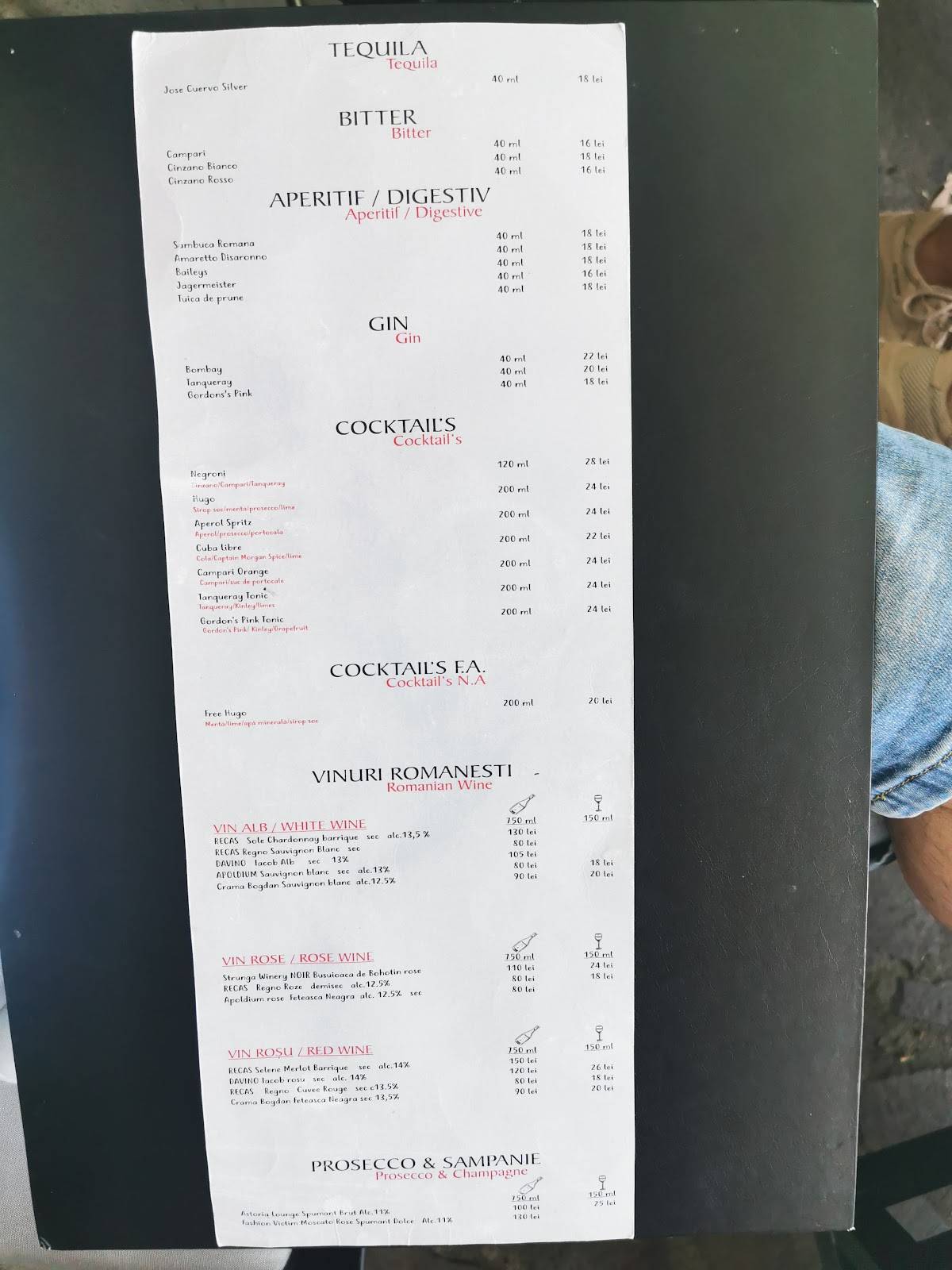Menu at TREY Restaurant, Sibiu