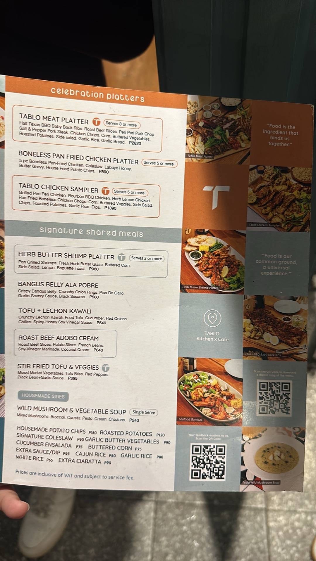 Menu at Tablo Kitchen x Cafe Timog QC, Quezon City